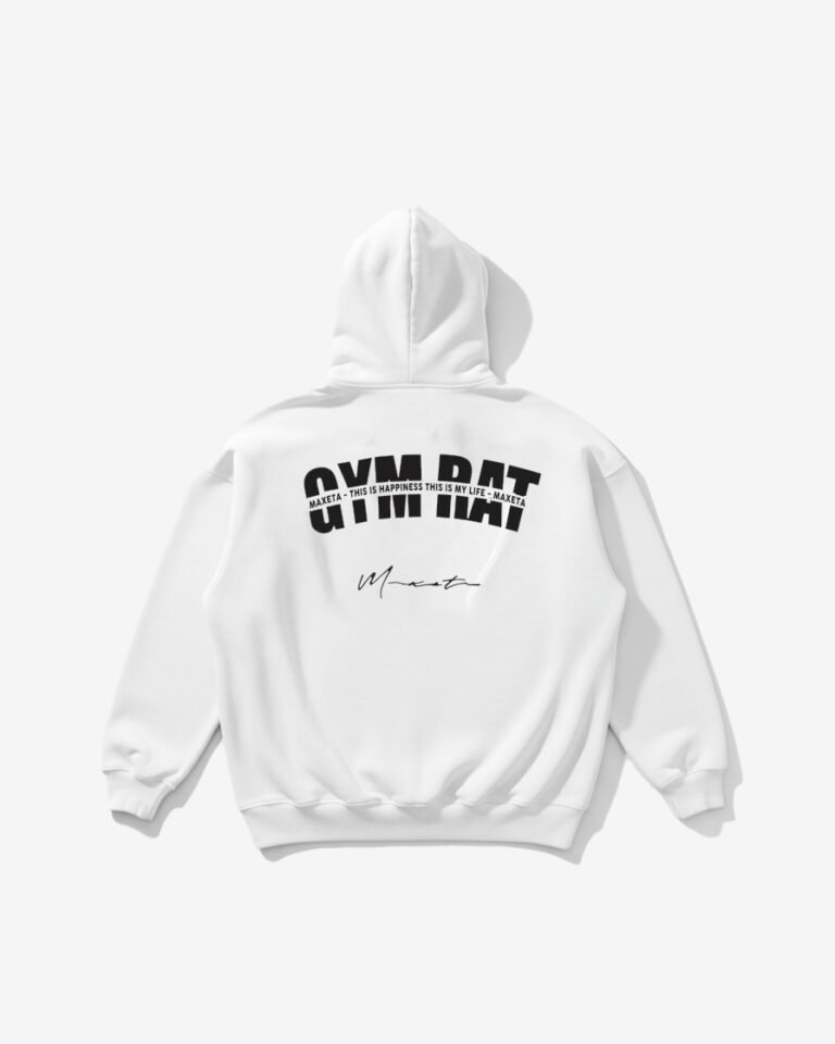 Polera Blanco con letras negras Gym Rat | Unisex - MAXETA